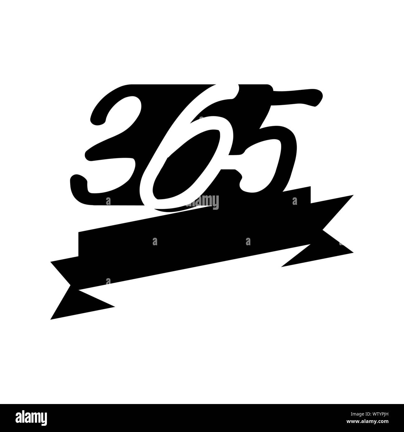 ribbon empty 365 infinity logo icon design illustration black Stock ...