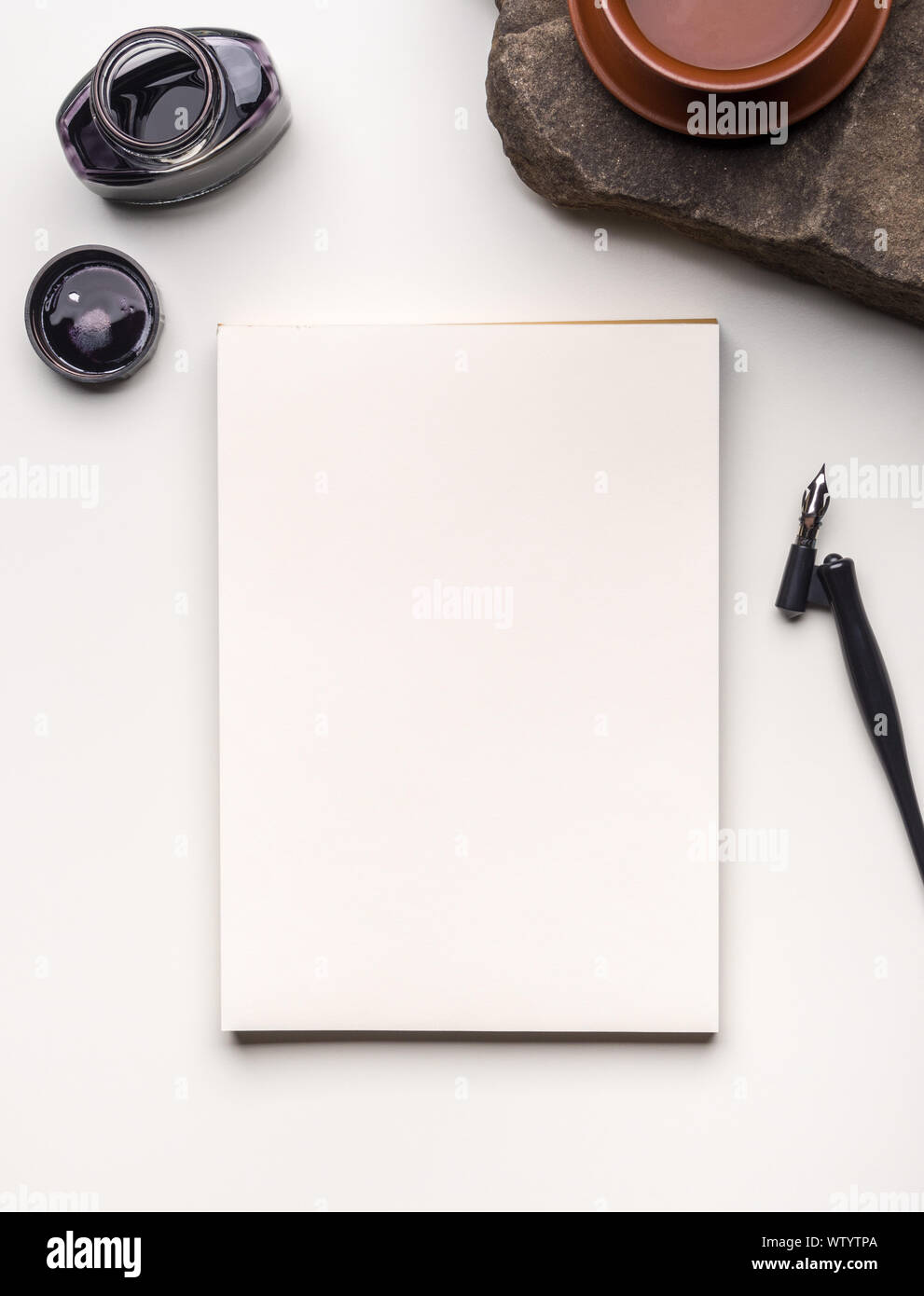 Clean flat vertical template with traditional calligraphy tools Stock ...