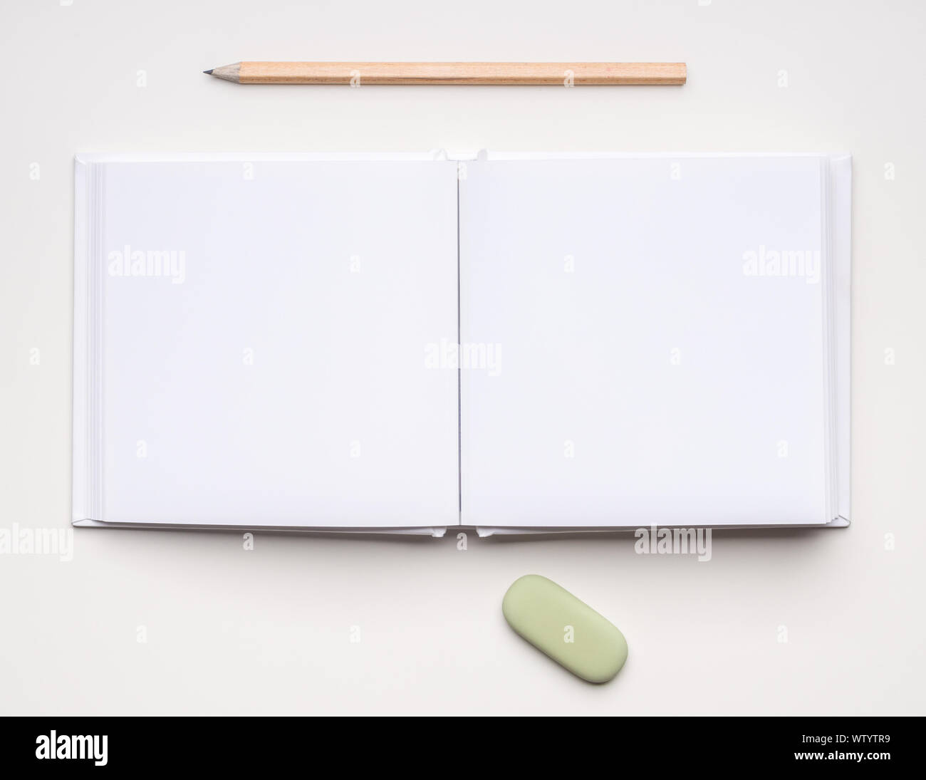 Clean pages of square sketchbook on white background. Flat template ...