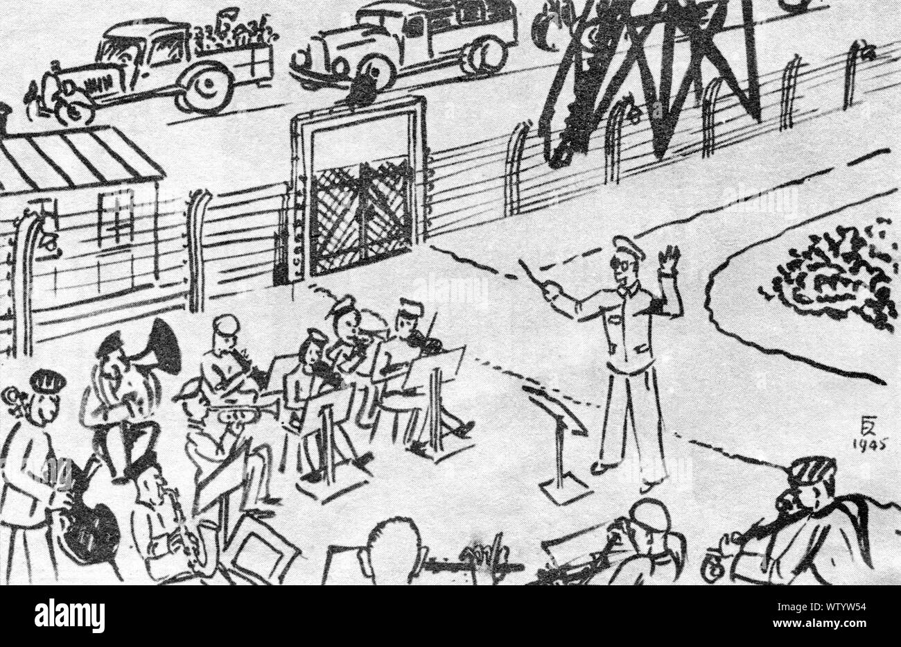 Nazi propaganda drawing prisoners auschwitz hi-res stock photography ...