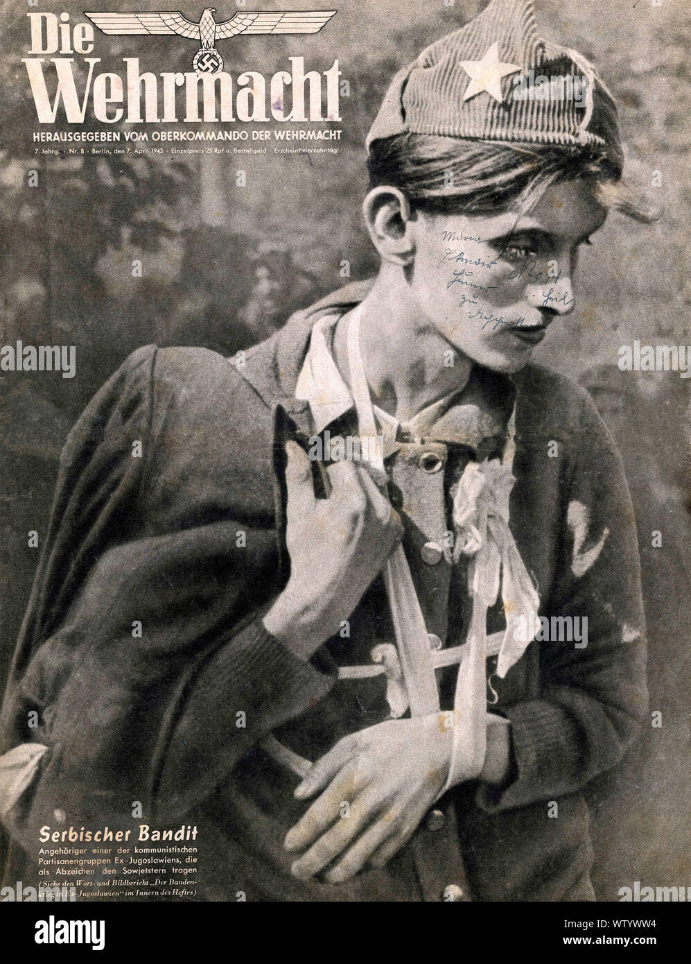 Serbian prisoner of war in nazy propaganda magazine Stock Photo - Alamy