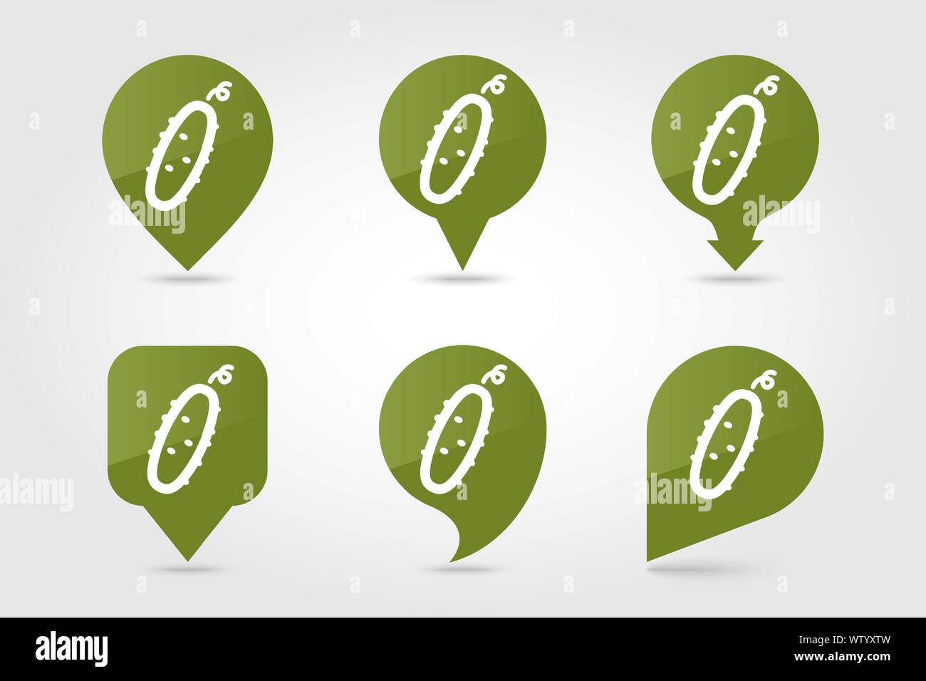 Cucumber flat vector pin map icon. Map pointer. Map markers. Vegetable ...