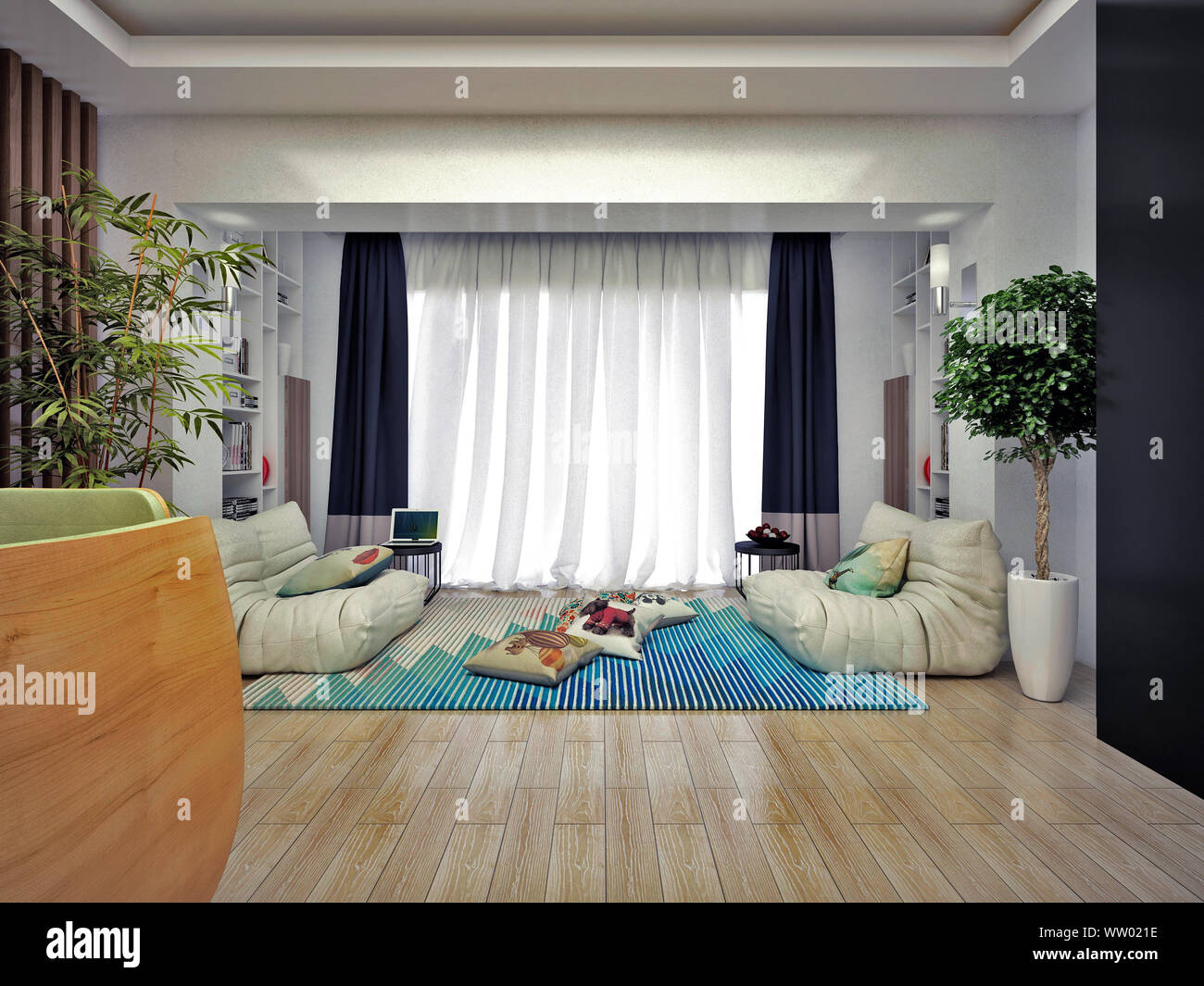 3d render. Living room interior Stock Photo - Alamy