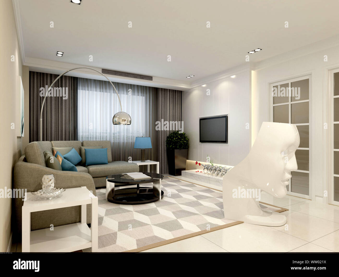 3d render. Living room interior Stock Photo - Alamy