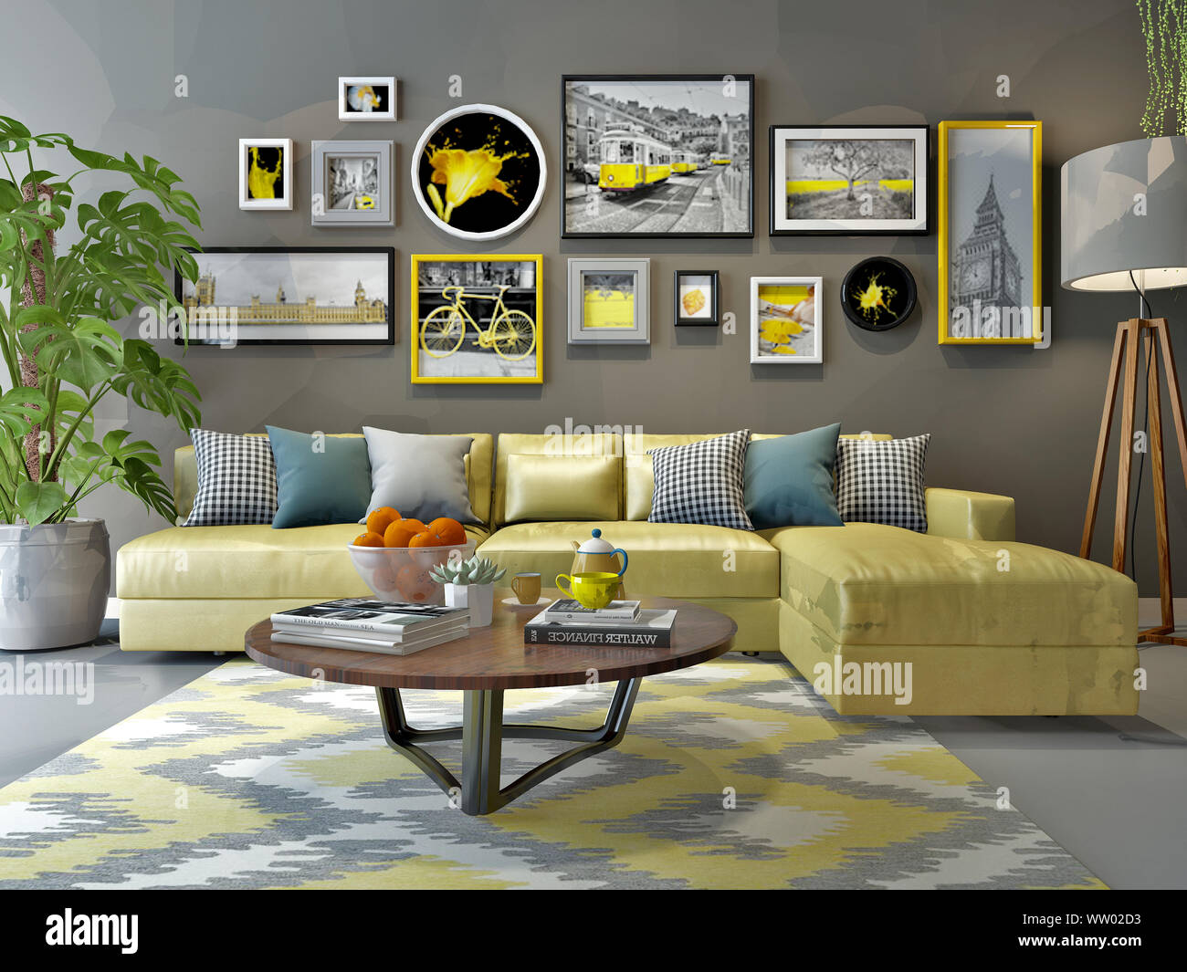 3d render. Living room interior Stock Photo - Alamy