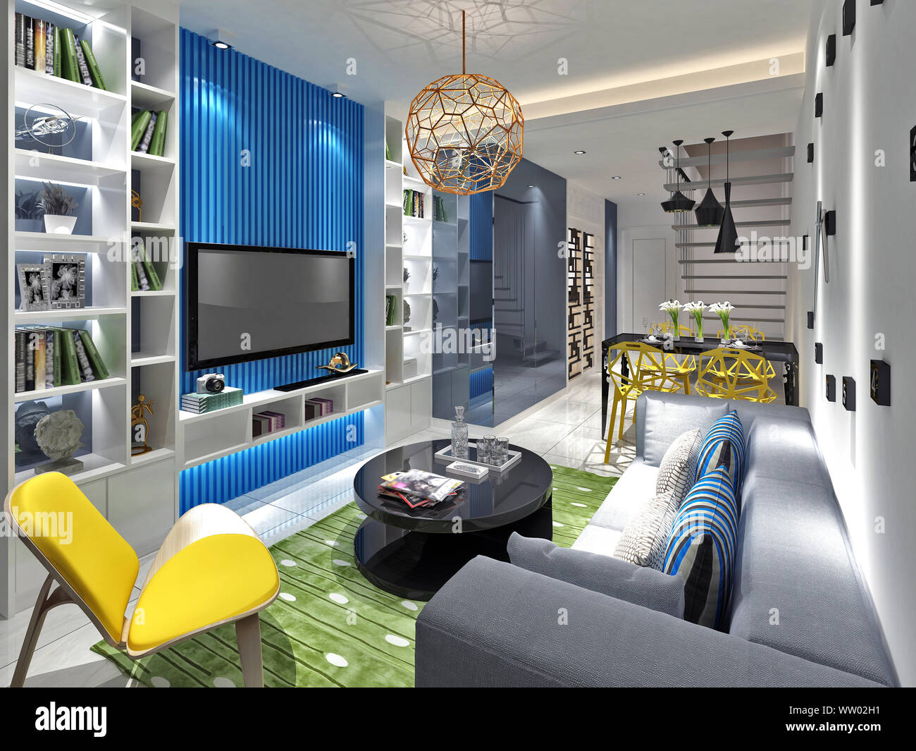 3d render. Living room interior Stock Photo - Alamy