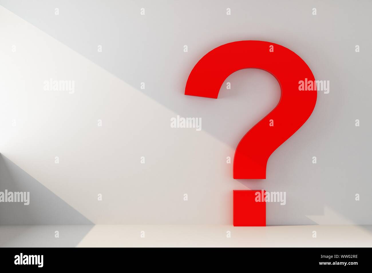 question mark on a wall with ray of light. 3d rendering Stock Photo - Alamy