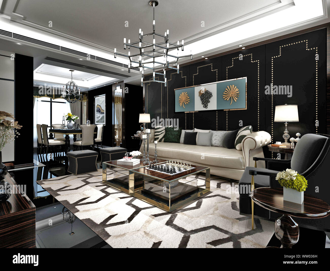 3d render. Living room interior Stock Photo - Alamy