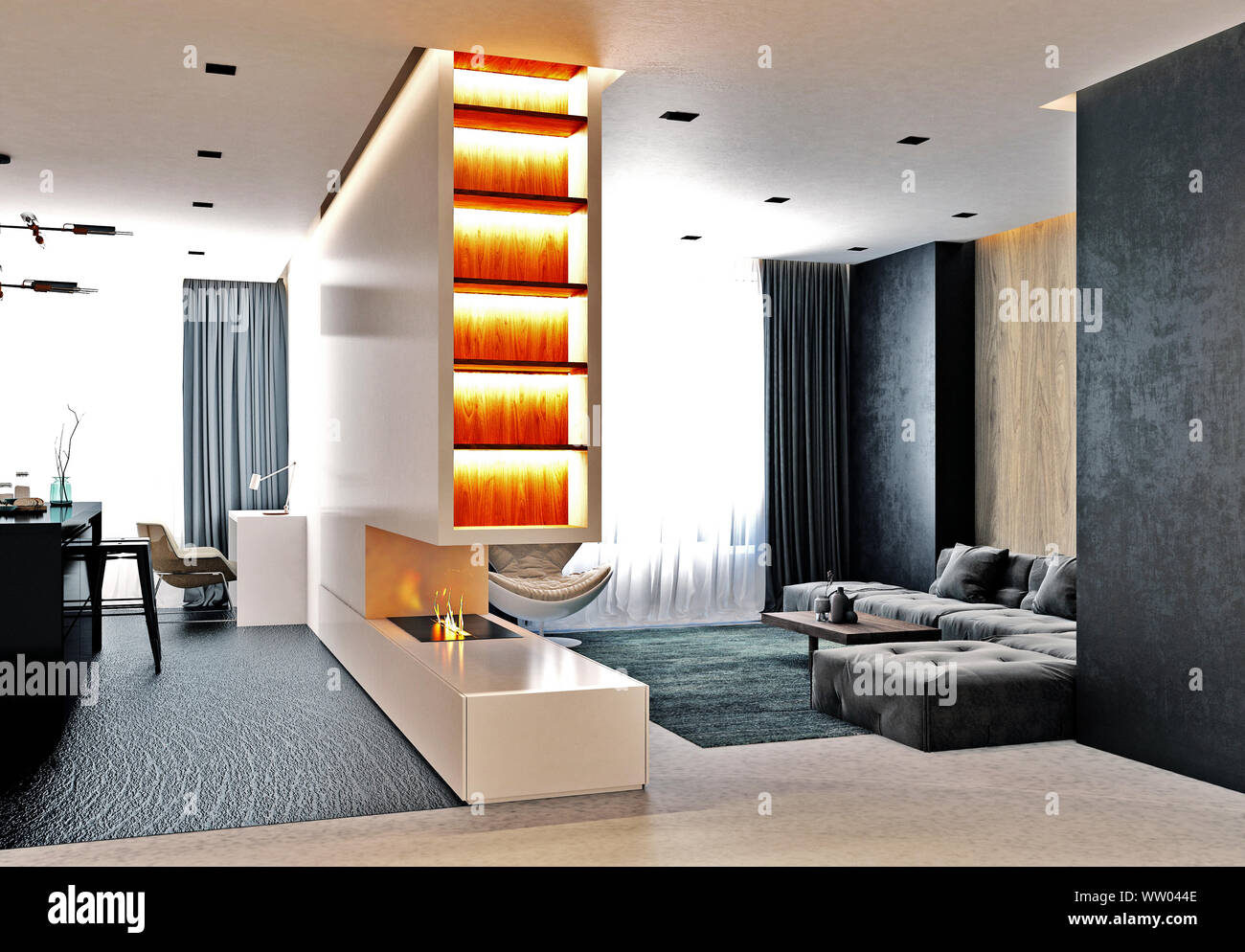 3d render. Living room interior Stock Photo - Alamy