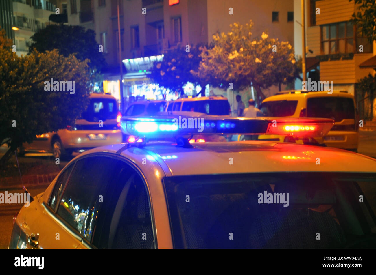 Police car siren on night hi-res stock photography and images - Alamy