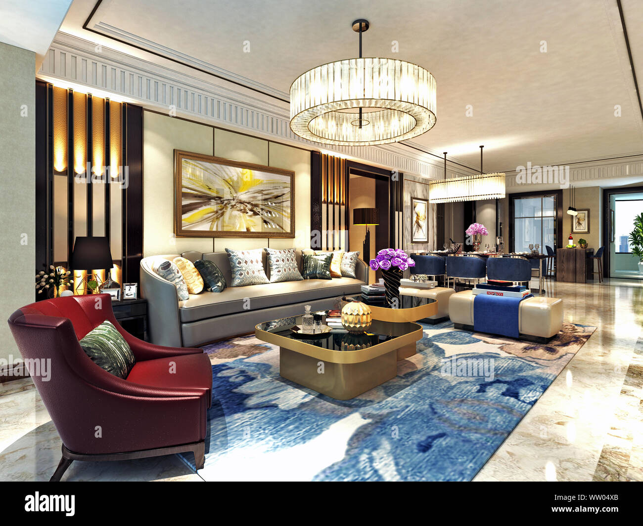 3d render. Living room interior Stock Photo - Alamy
