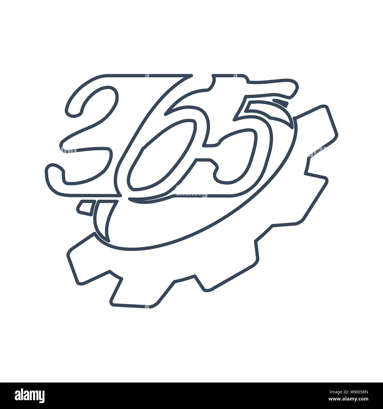 gear machine 365 infinity logo icon design illustration outline Stock ...