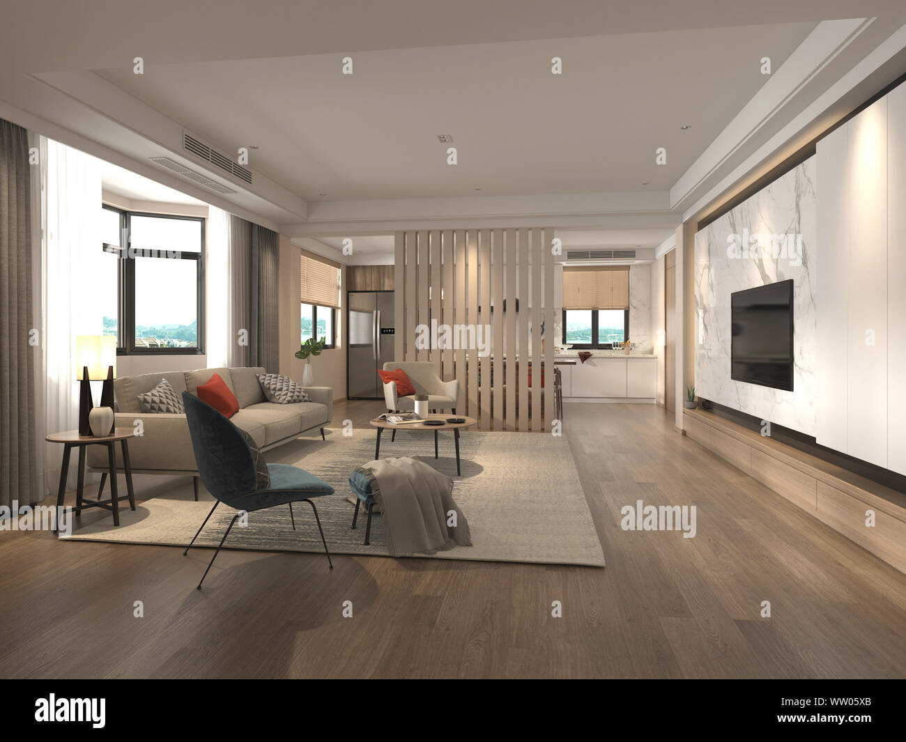 3d render. Living room interior Stock Photo - Alamy