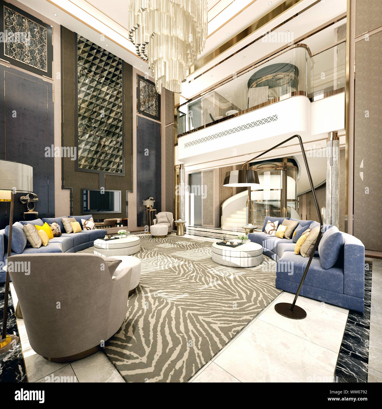 3d render. Living room interior Stock Photo - Alamy