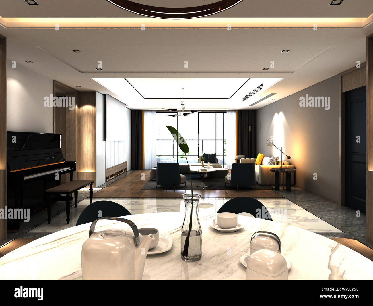 3d render. Living room interior Stock Photo - Alamy