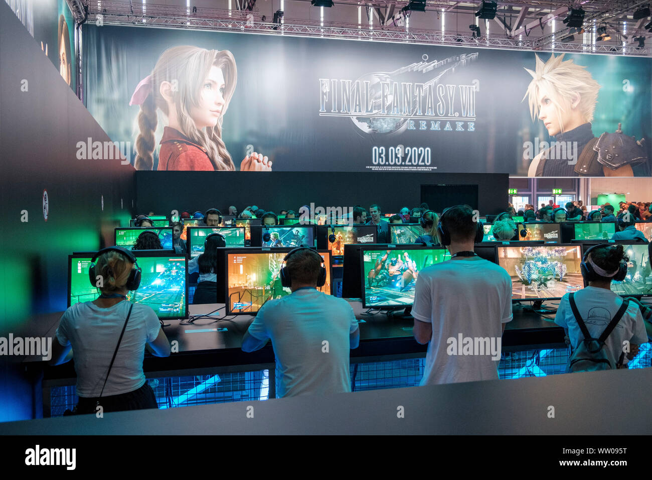 visitors play „Final Fantasy VII Remake“ game at gamescom , world’s ...