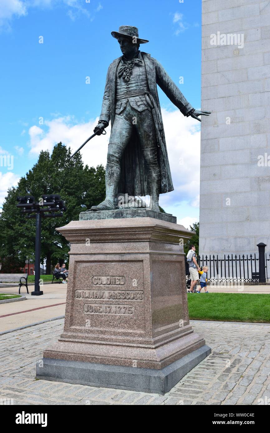 Statue of Colonel Willian Prescott in Charlestown, Boston Stock Photo ...