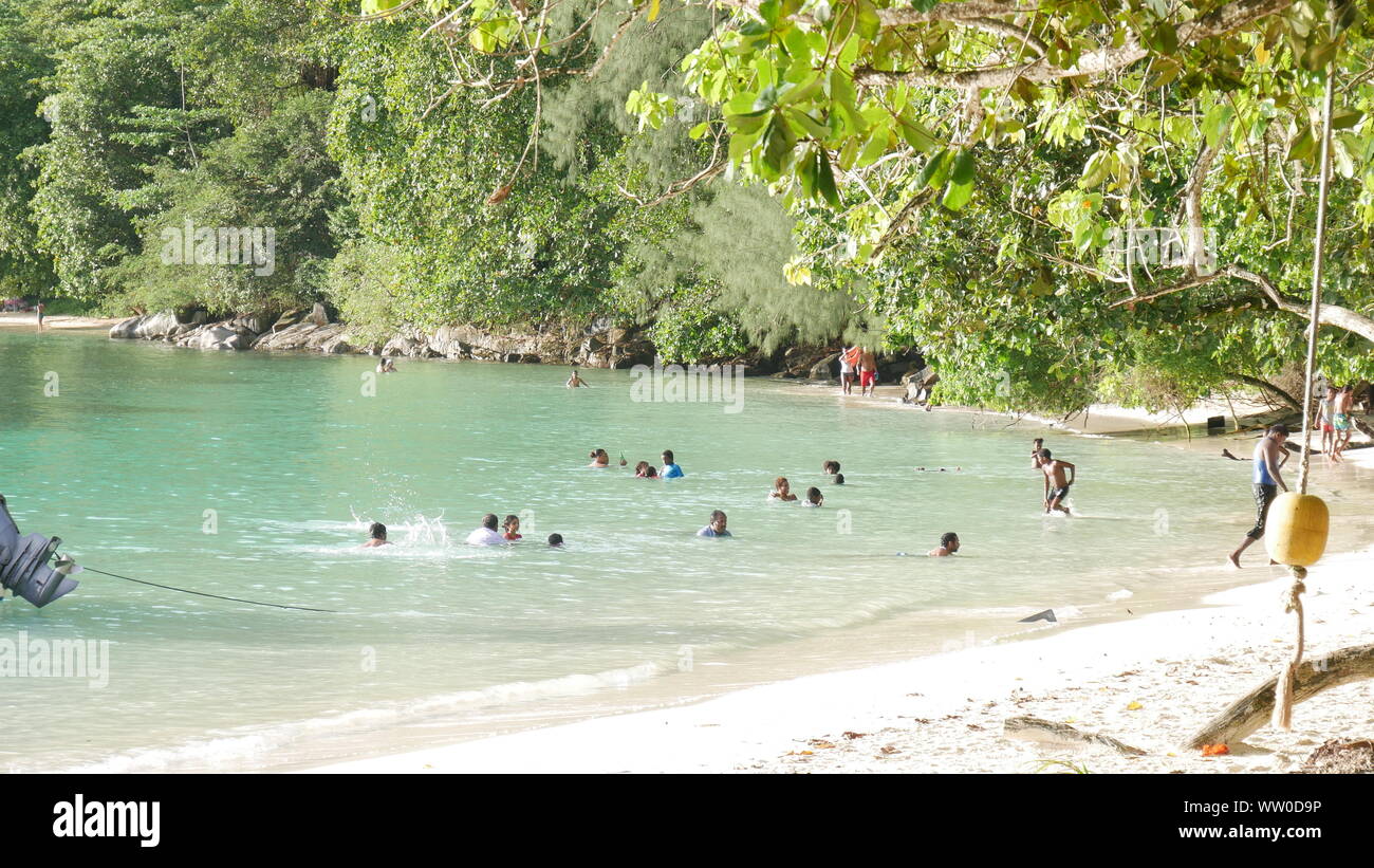 Seychelles life locals port glaud Stock Photo - Alamy