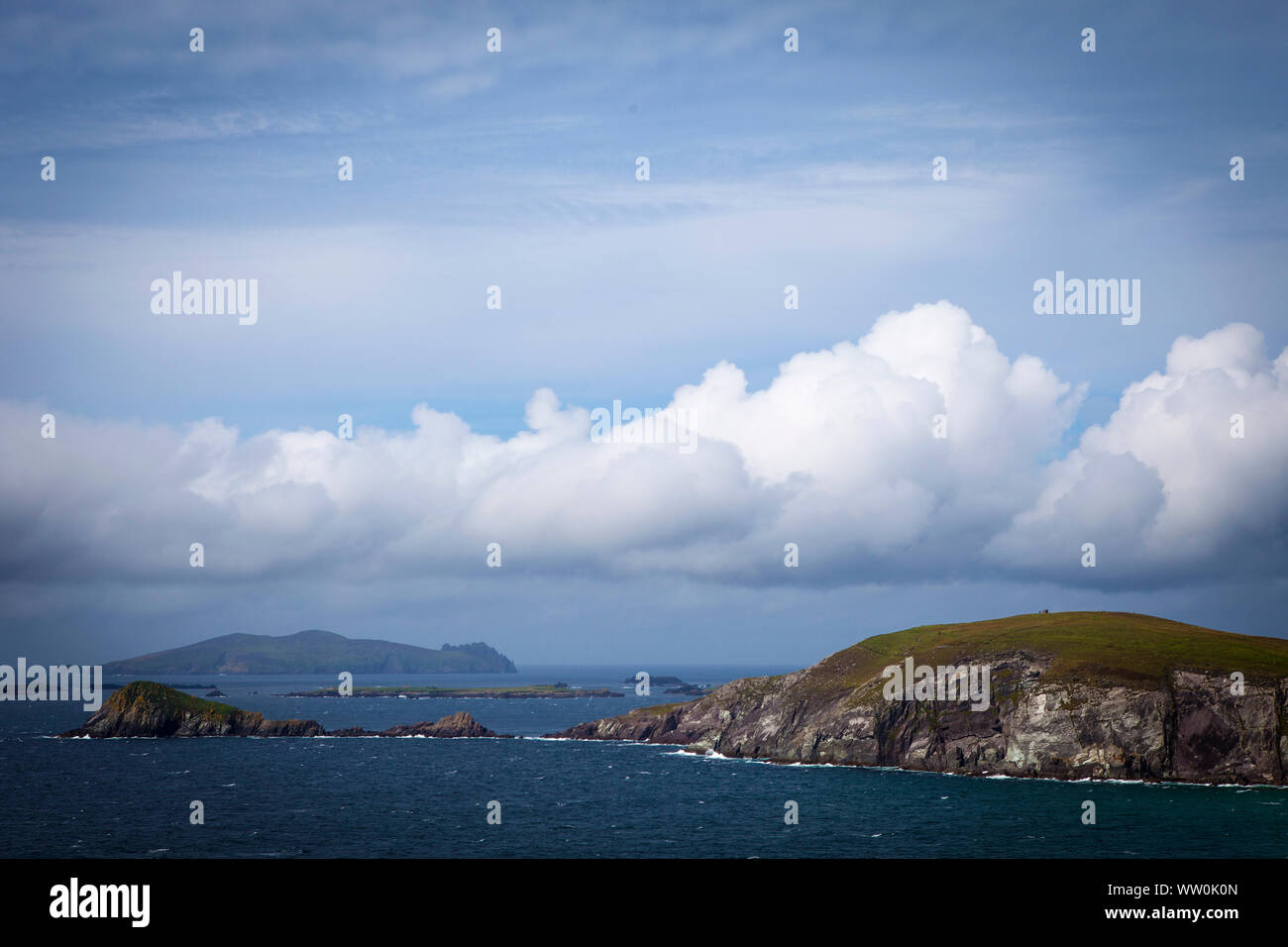 View of Dunmore head and the Blasket Islands, Slea Head, Dingle ...