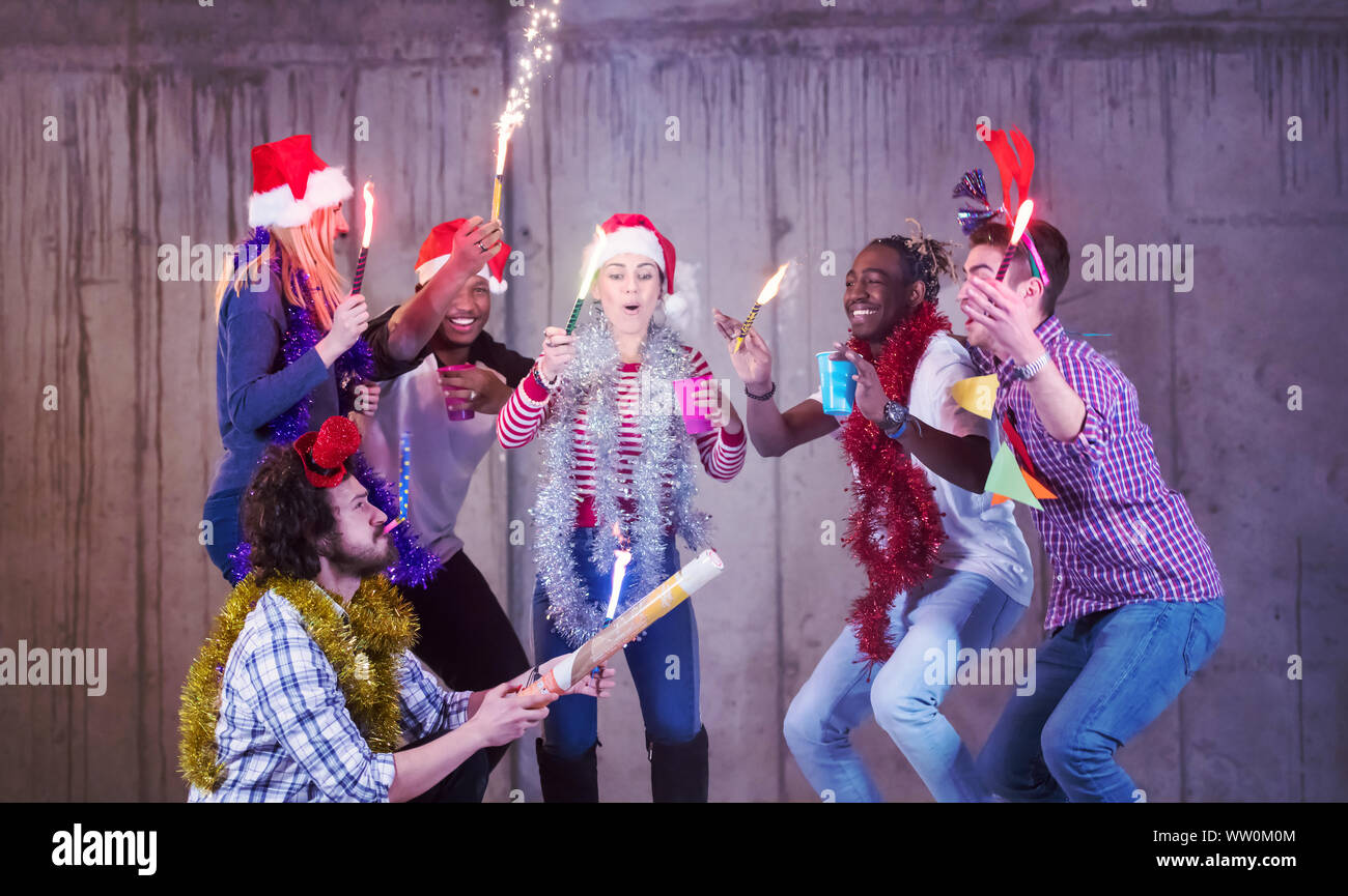 Group business people dancing sparklers hi-res stock photography and ...