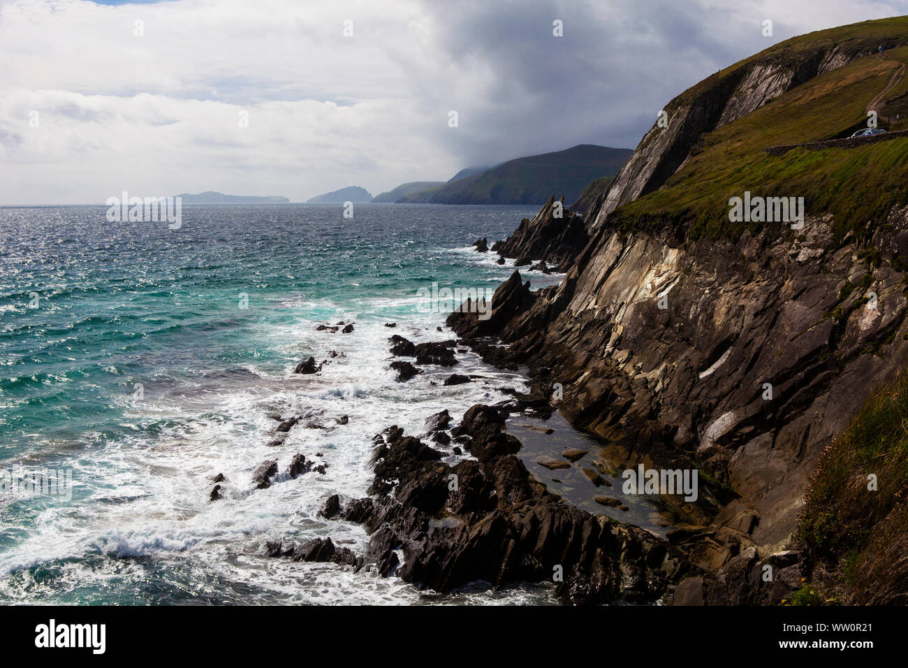 View of the Blasket Islands from Coumeenoole Beach, Slea Head, Dingle ...
