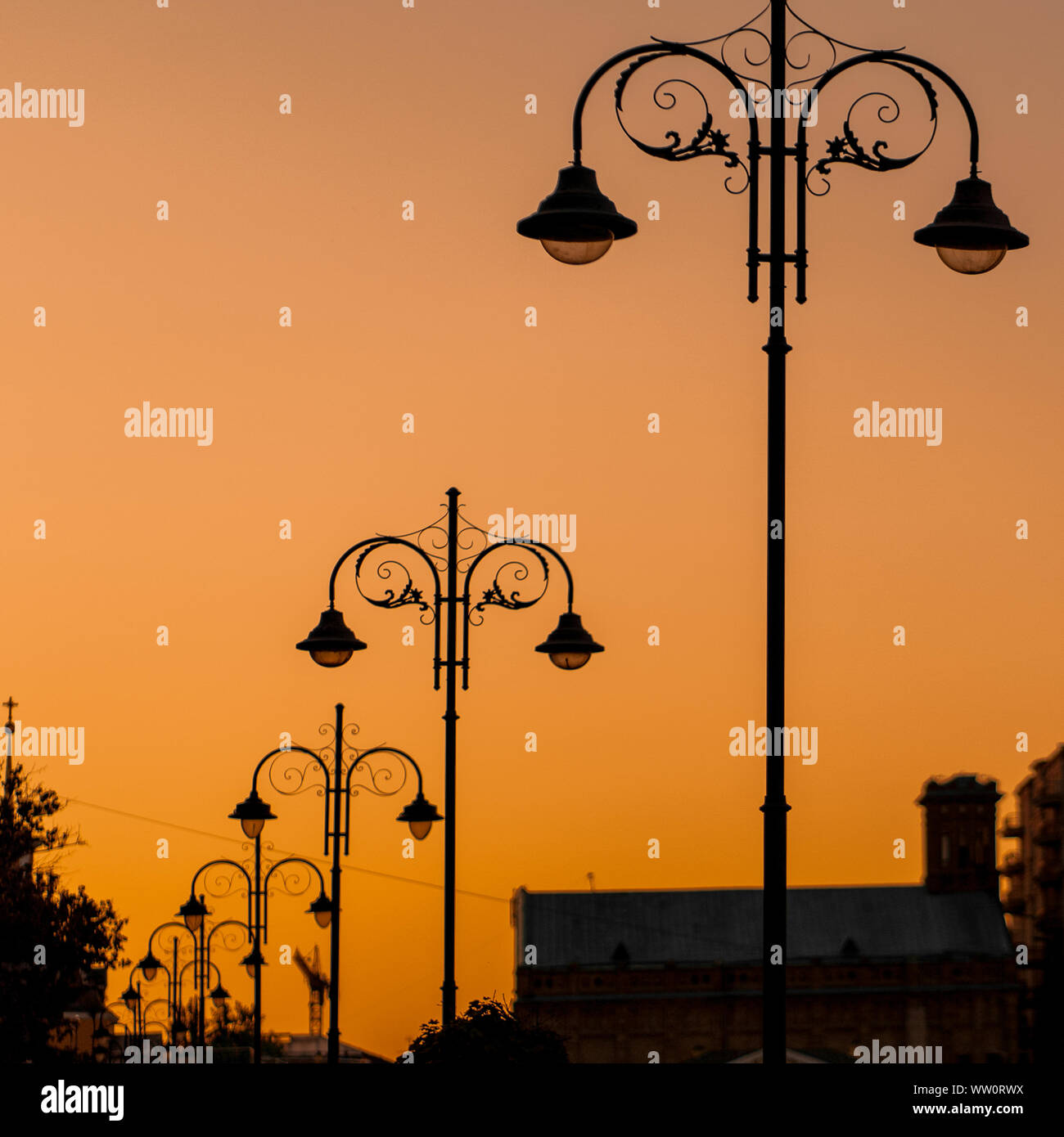 evening street with lanterns Stock Photo - Alamy