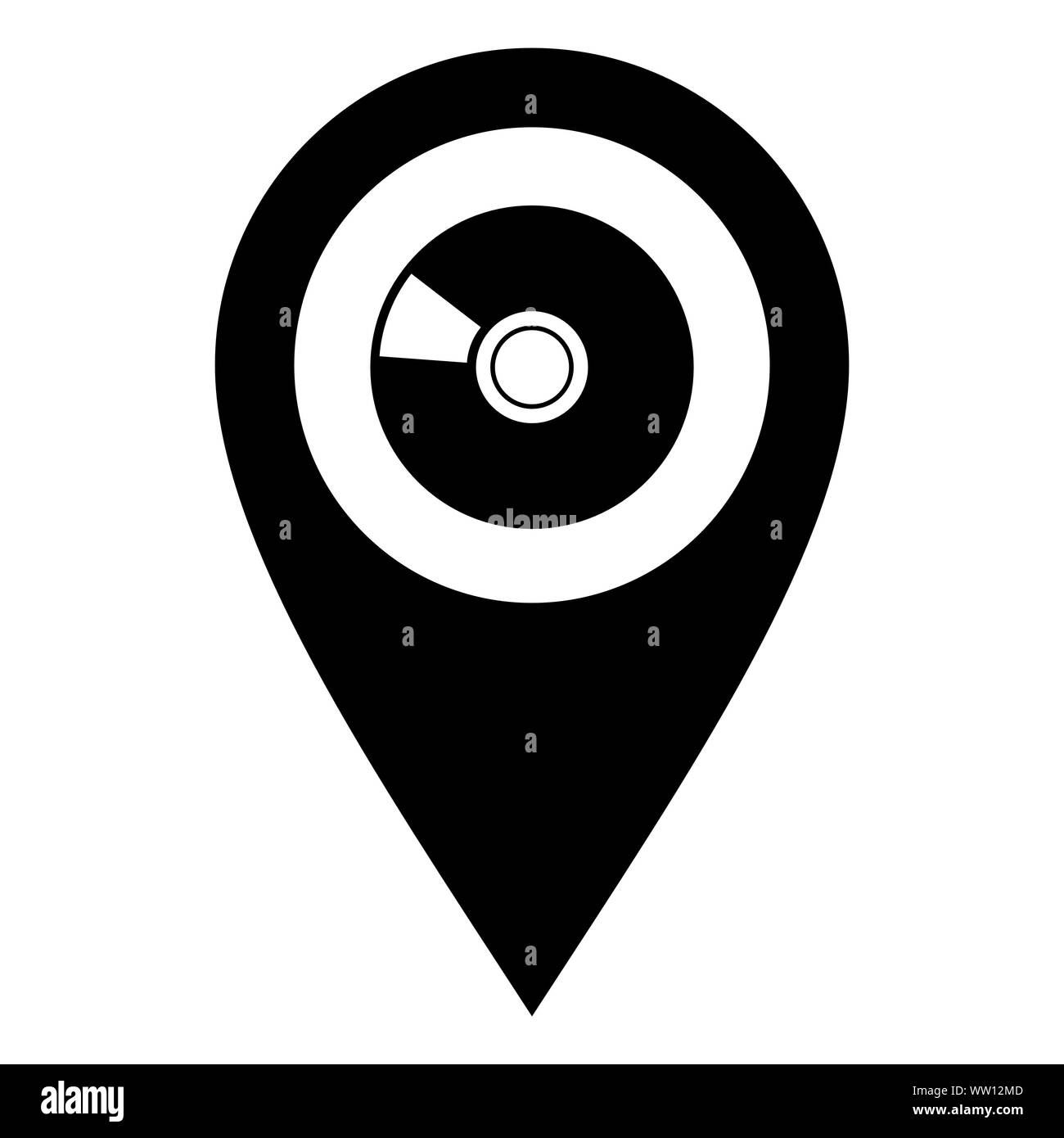 Disc and location pin Stock Photo - Alamy