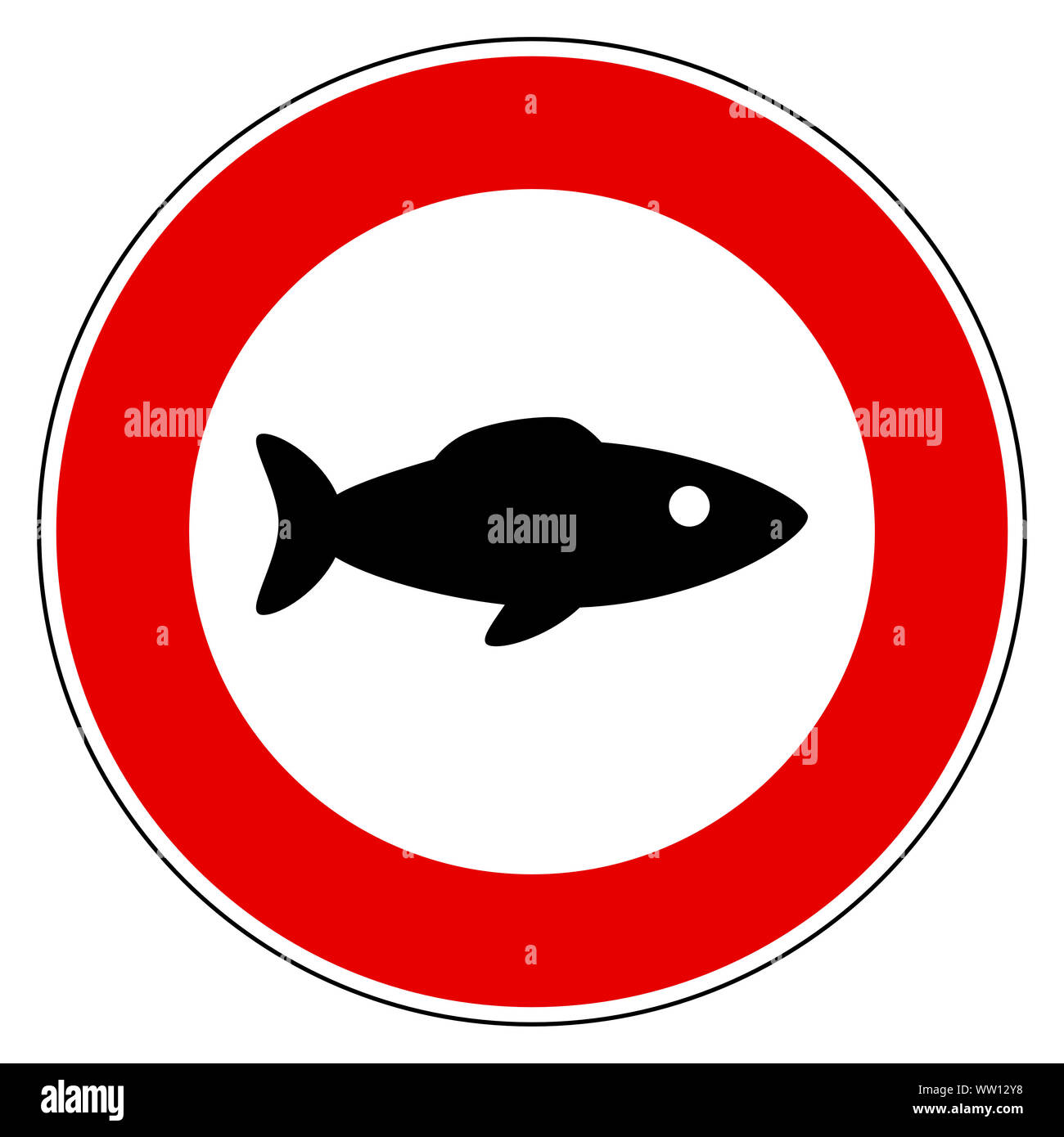 Fish and prohibition sign Stock Photo - Alamy