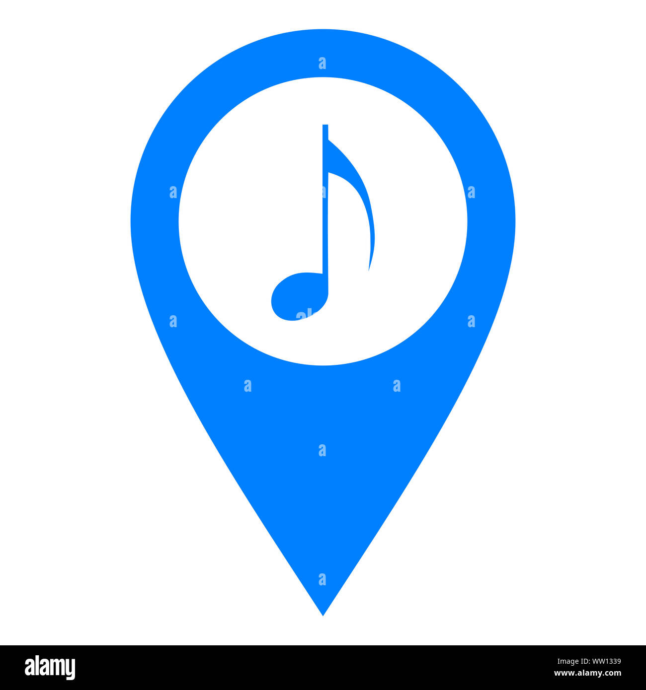 Music note and location pin Stock Photo - Alamy