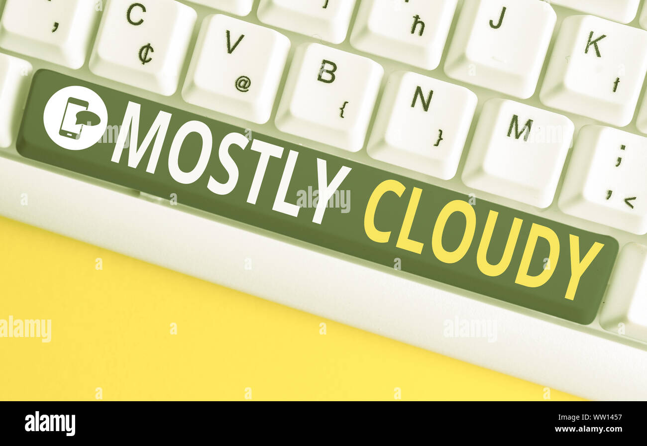 Conceptual hand writing showing Mostly Cloudy. Concept meaning Shadowy ...