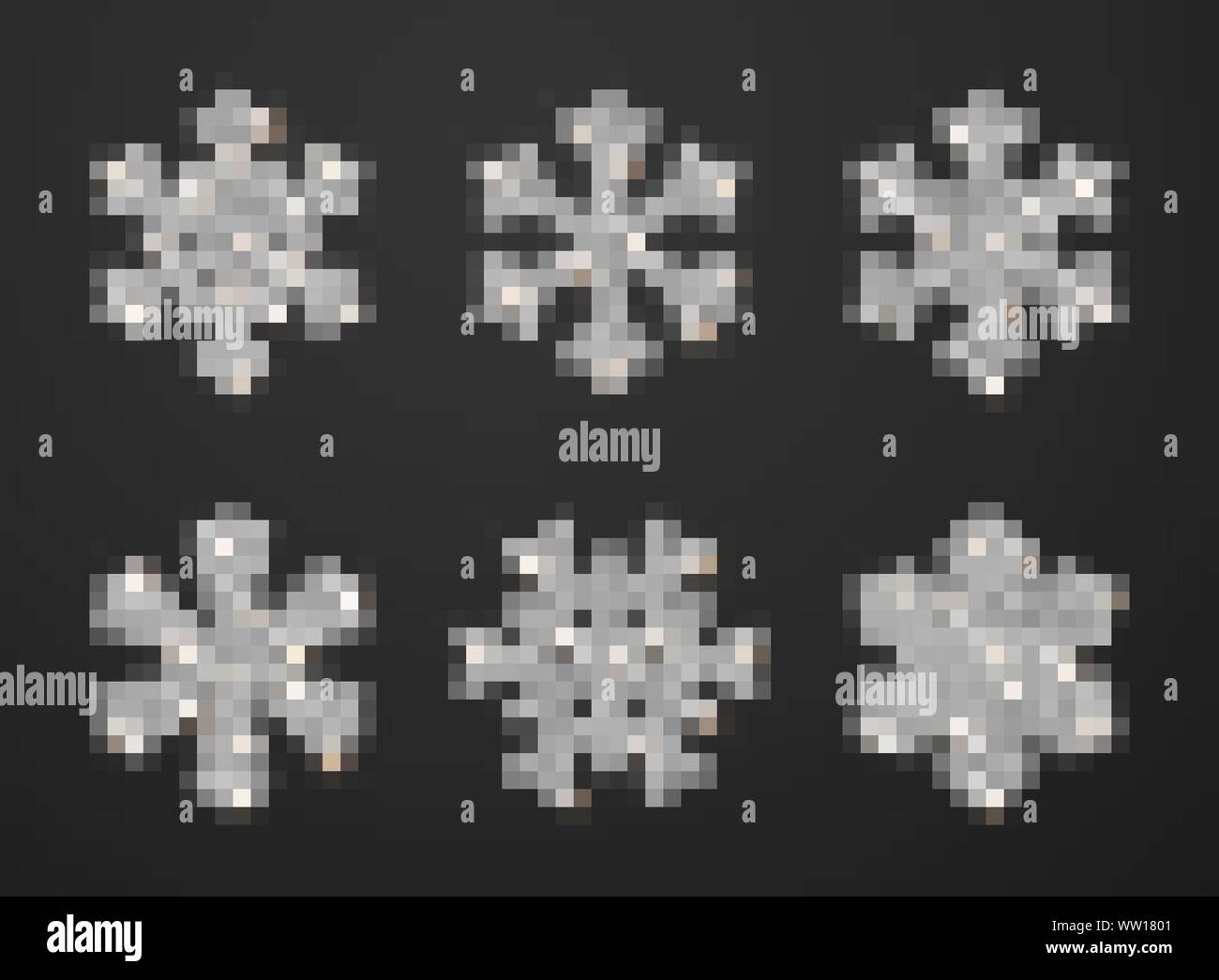 Shining silver snowflakes on black background. Christmas and New Year ...