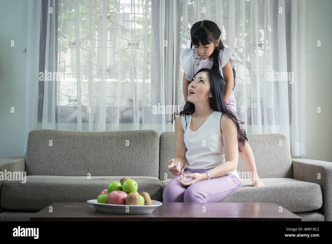 Happy single mom with her daughter, good relationships activities ...