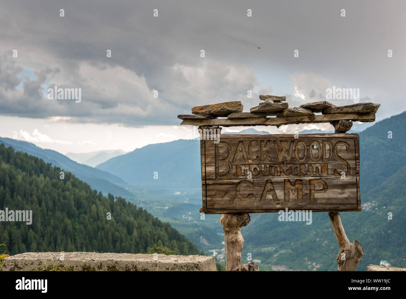 Old wooden house signboard in manali in himalayas Stock Photo - Alamy