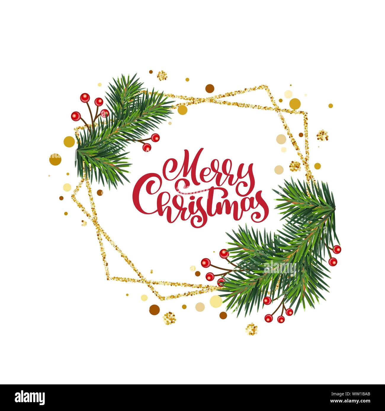 Merry Christmas. Winter Holiday greeting card with calligraphy. Hand ...