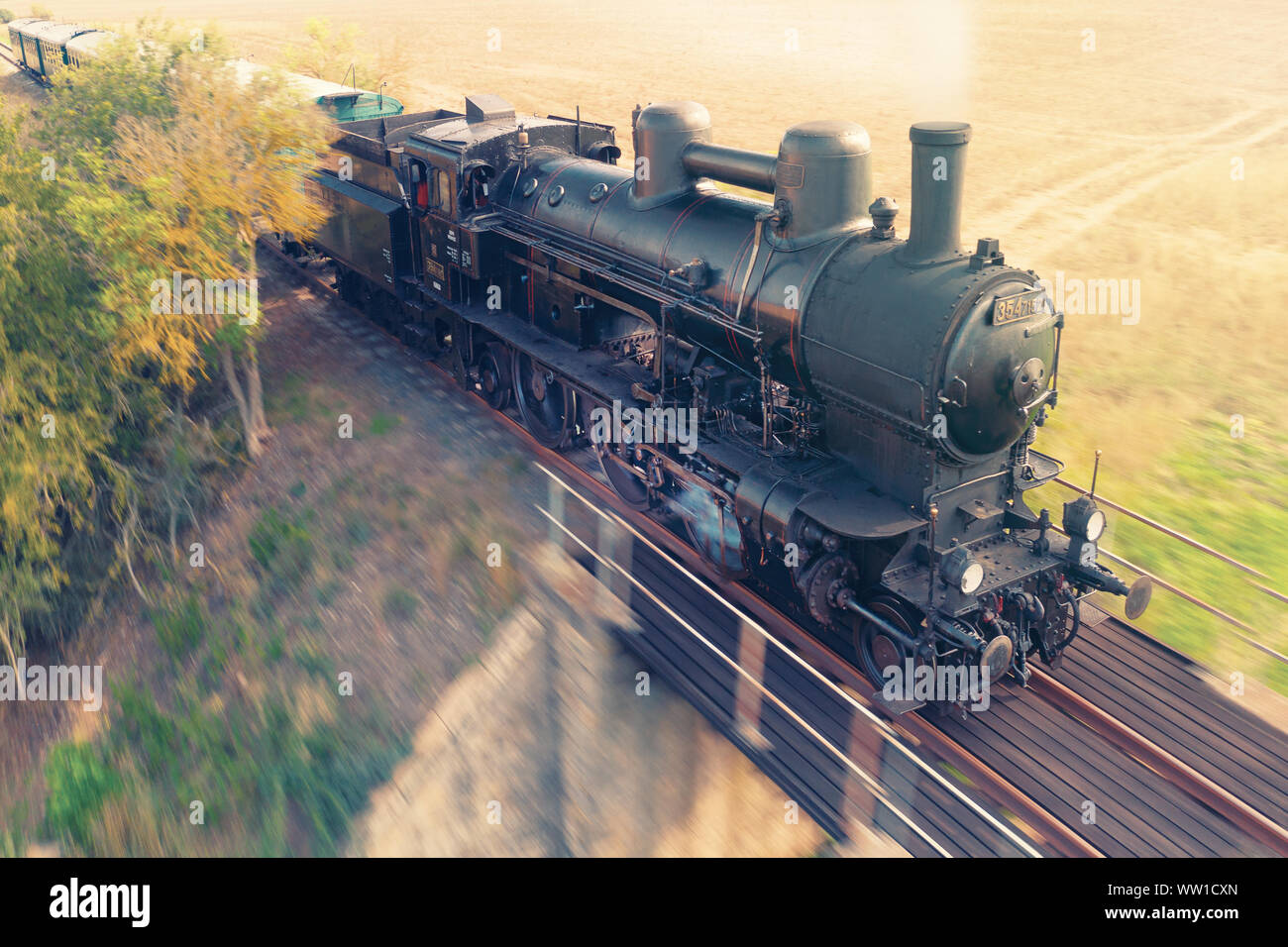Side view moving steam train hi-res stock photography and images - Alamy