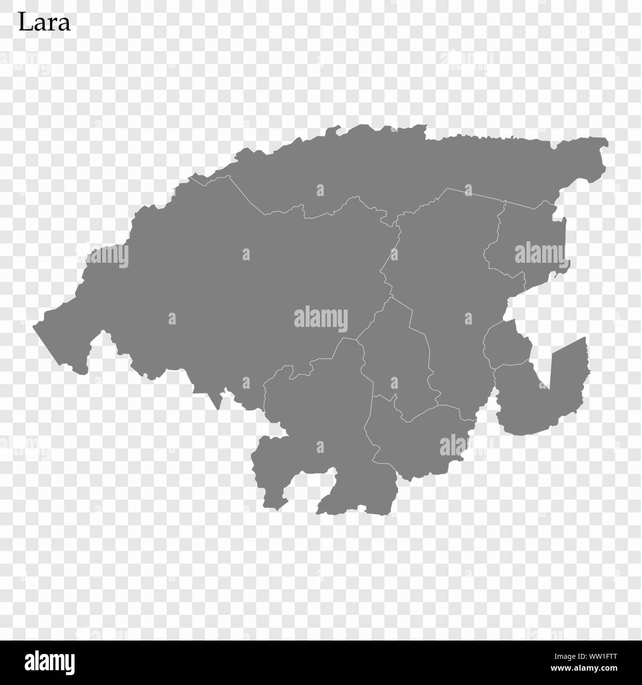 High Quality map of Lara is a state of Venezuela, with borders of the ...