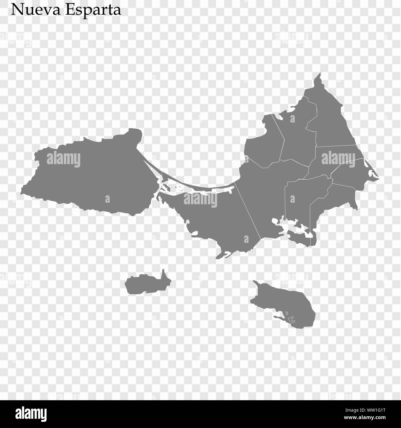 High Quality map of Nueva Esparta is a state of Venezuela, with borders ...