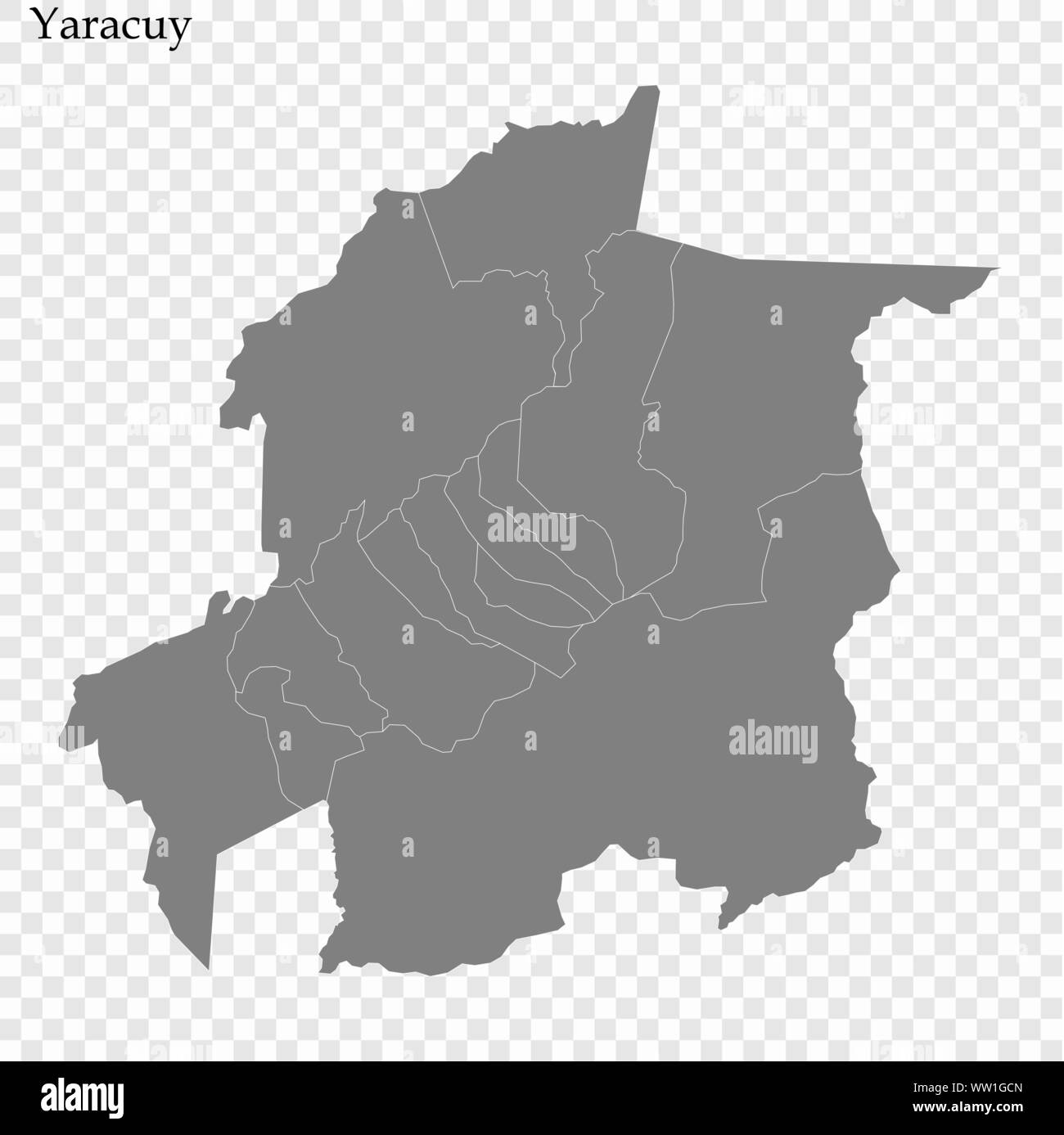 High Quality map of Yaracuy is a state of Venezuela, with borders of ...