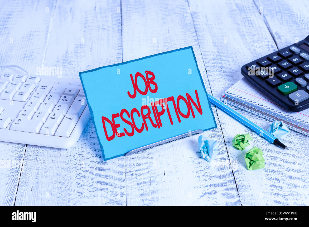Text sign showing Job Description. Business photo text a formal account ...