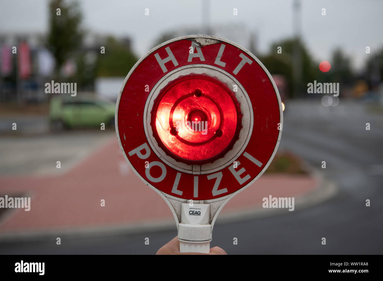 Berlin, Germany. 12th Sep, 2019. "Stop police" is written on the trowel ...