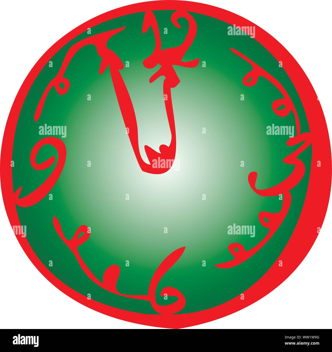 line art clock says 11 55 five minutes to new year vector illusration ...