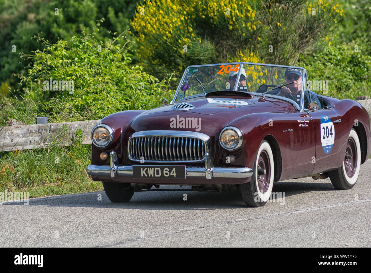 NASH HEALEY SPORTS 3850 cm3 1950 on an old racing car in rally Mille ...