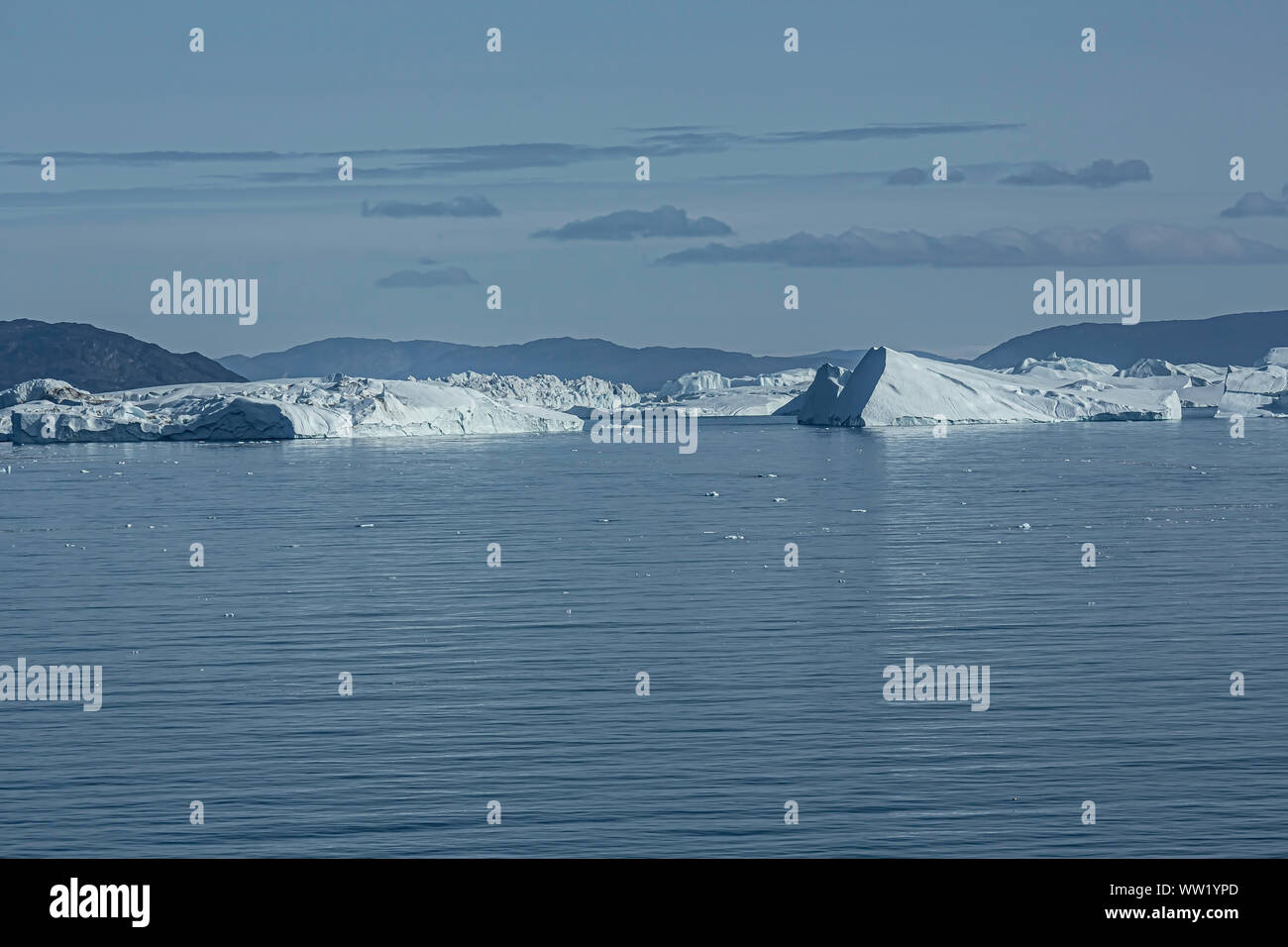 Icebergs Disco bay, Disco Bay, Ilulissat Greenland Stock Photo - Alamy