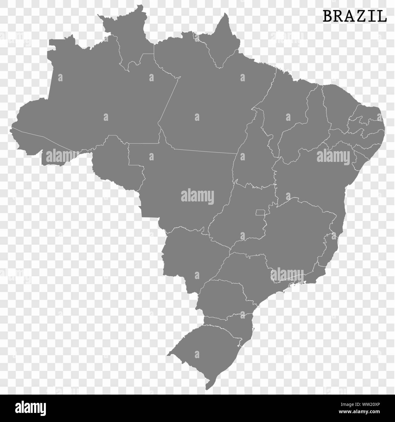High quality map of Brazil with borders of the regions Stock Vector ...