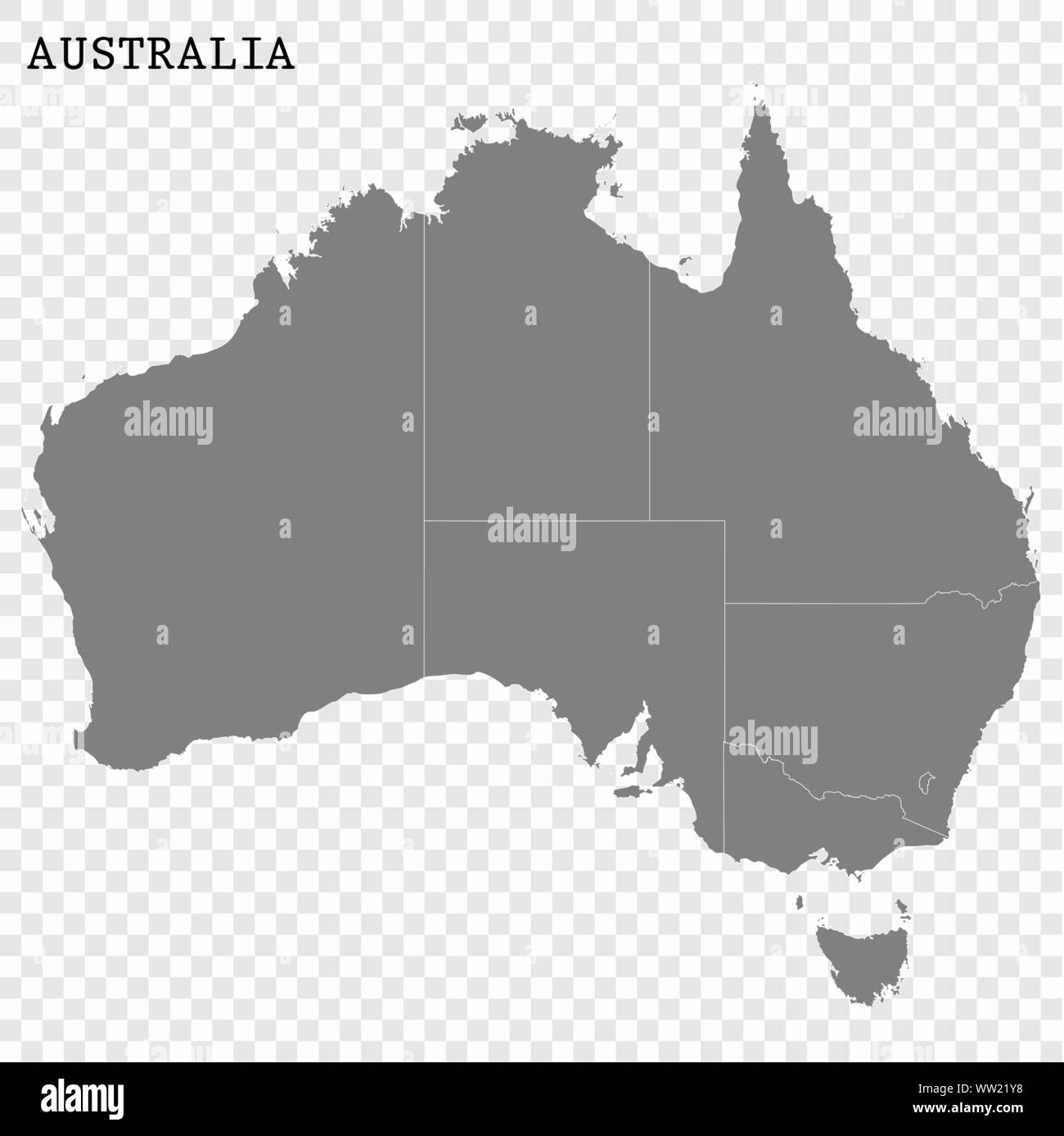 High quality map of Australia with borders of the regions Stock Vector ...