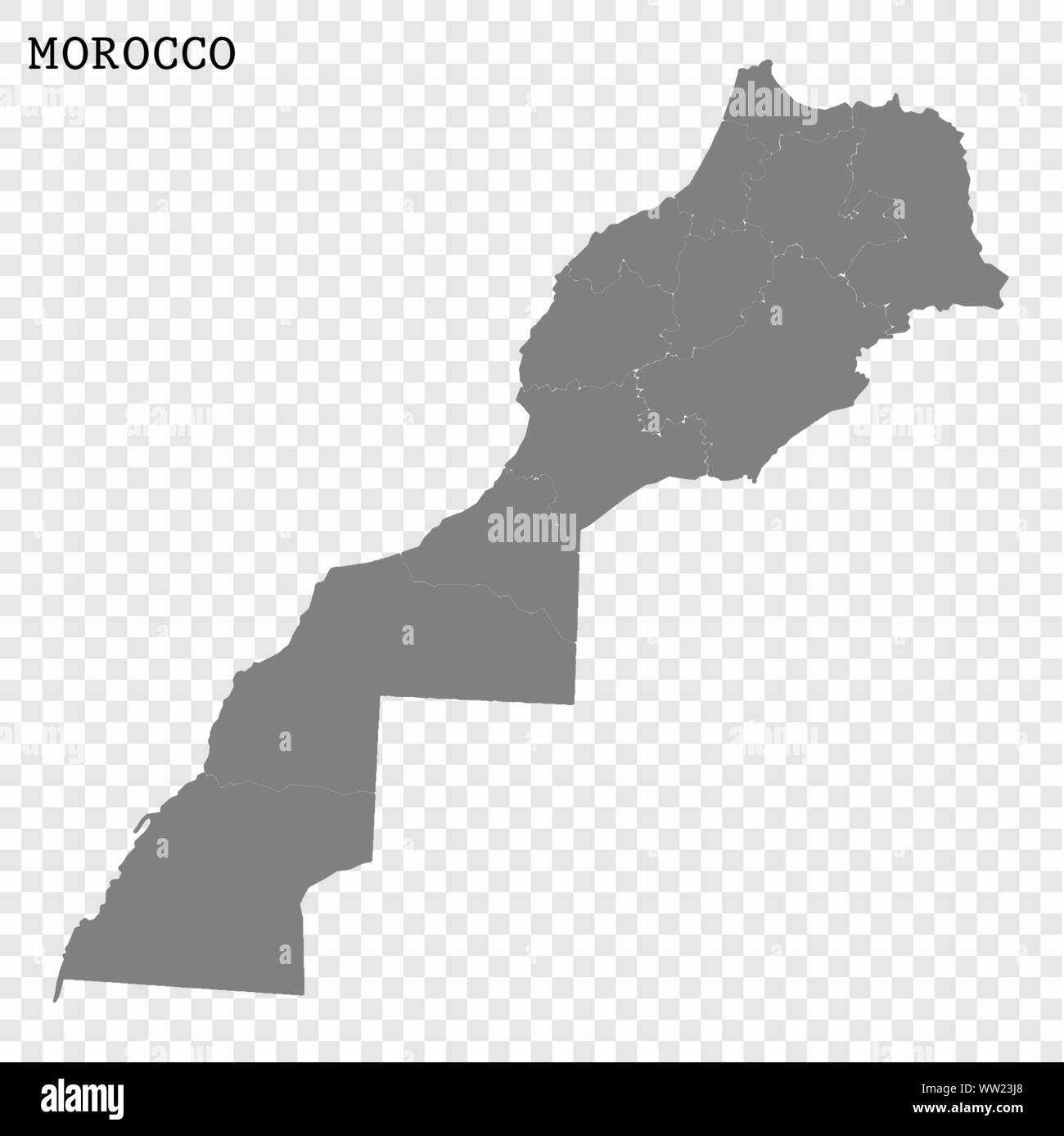 High quality map of Morocco with borders of the regions Stock Vector ...
