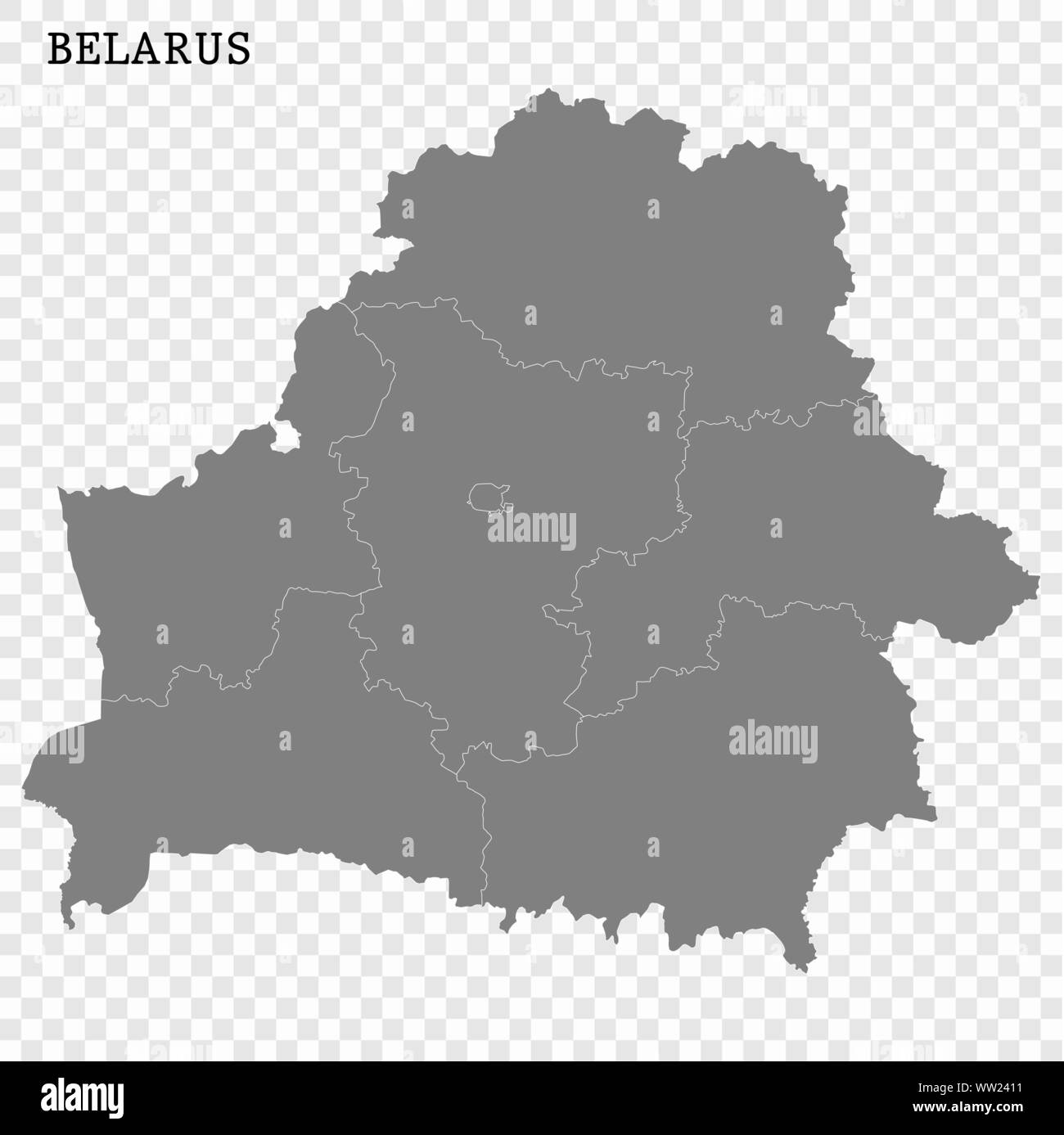 High quality map of Belarus with borders of the regions Stock Vector ...
