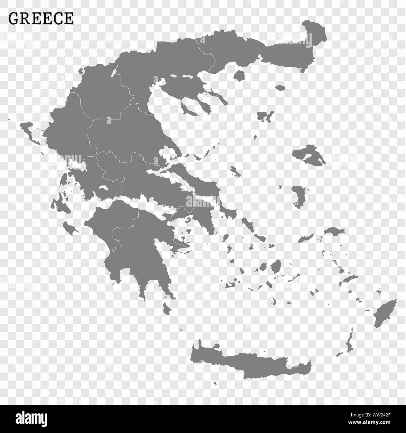 High quality map of Greece with borders of the regions Stock Vector ...