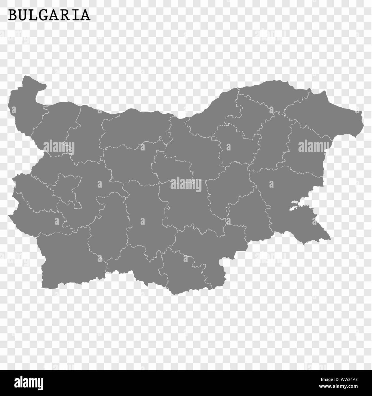 High quality map of Bulgaria with borders of the regions Stock Vector ...