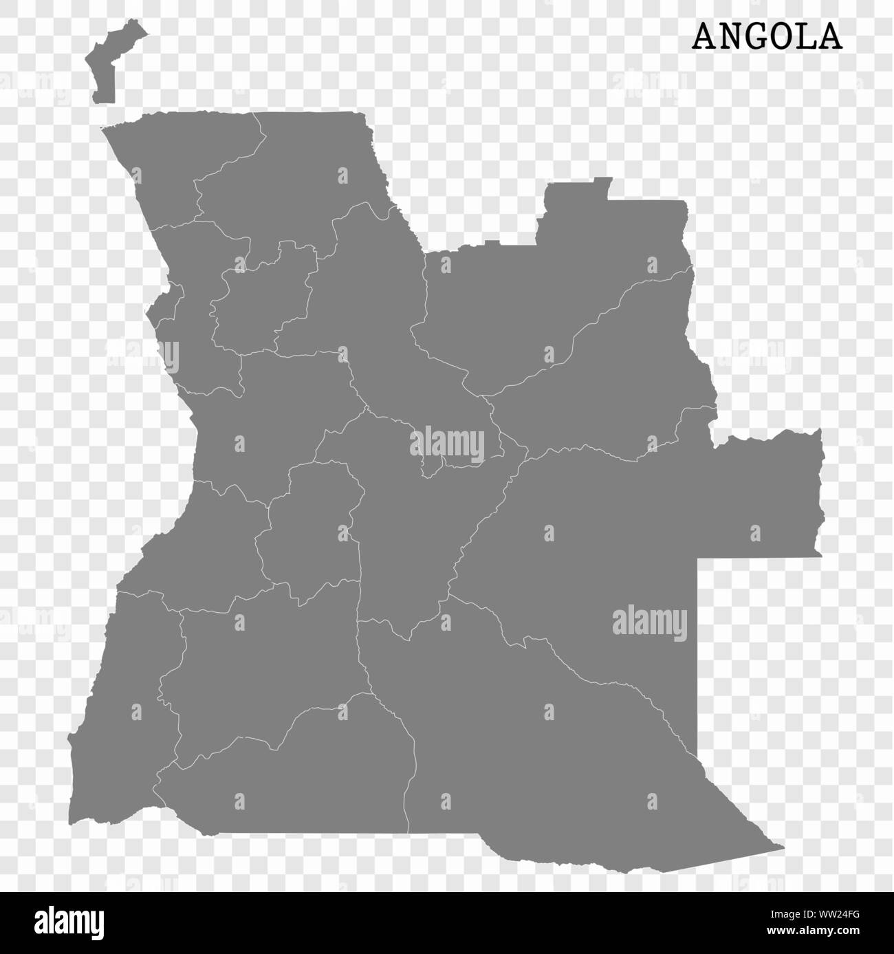 High quality map of Angola with borders of the regions Stock Vector ...